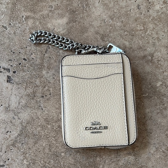 Coach | Accessories | Coach Ivory Leather Wallet With Chain | Poshmark